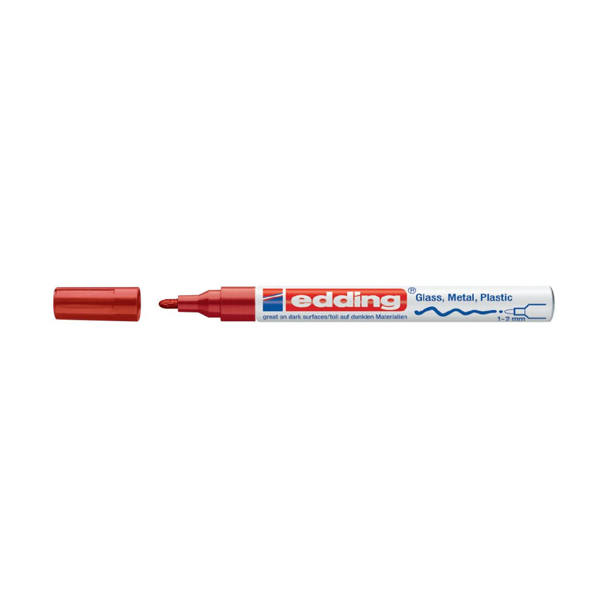 Edding 751 Paint Marker Red 1-2 mm | Rød permanent tusj m/tynn spiss